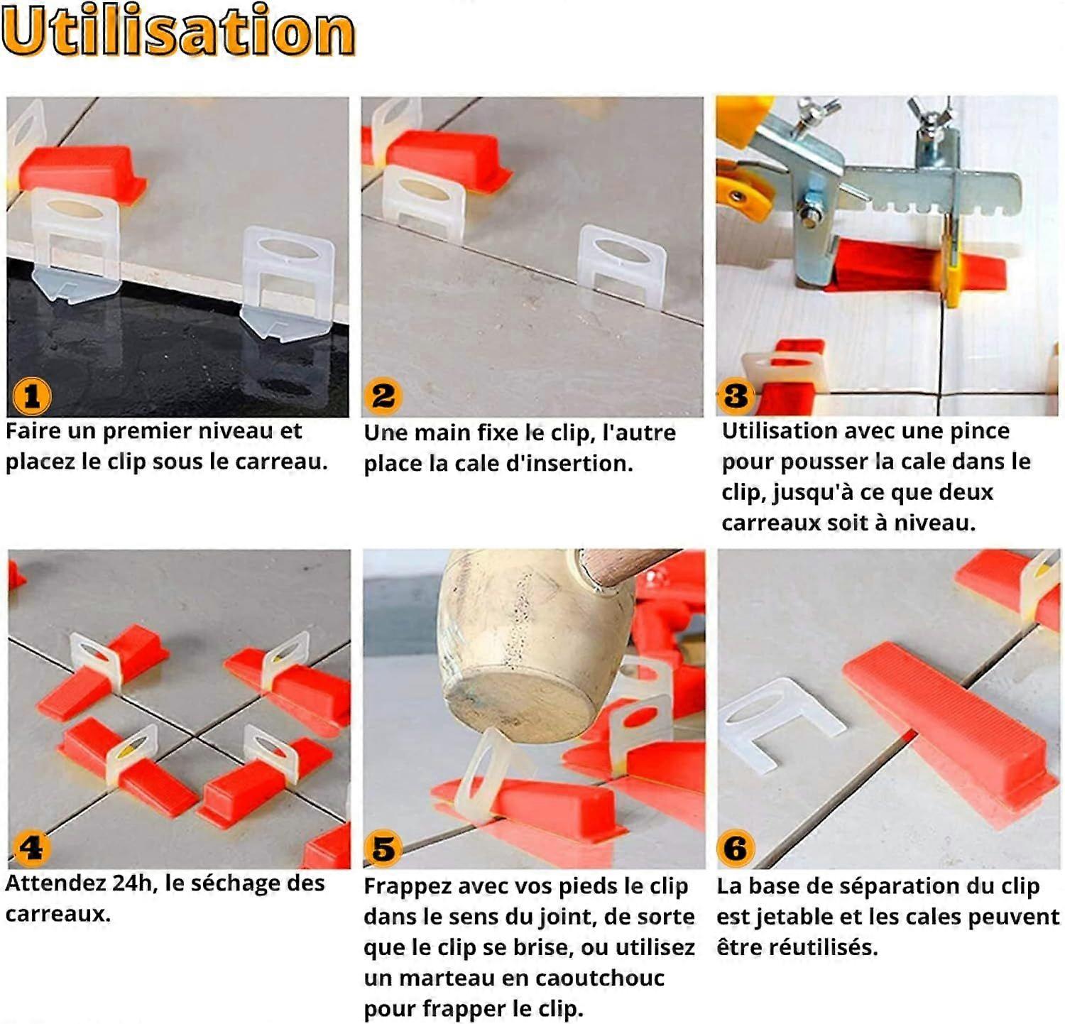 Reusable 2mm self-leveling tile spacer 300 pieces + Guide for laying ...