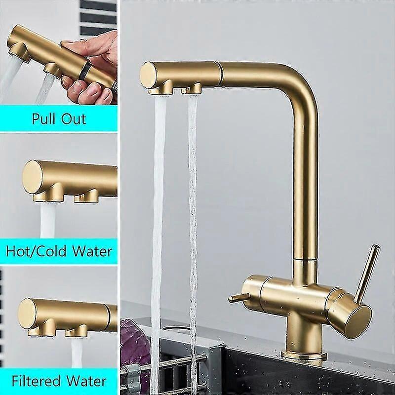 Pure Water Kitchen Faucet Pull Out Sprayer Head 360 Rotate Filtered ...