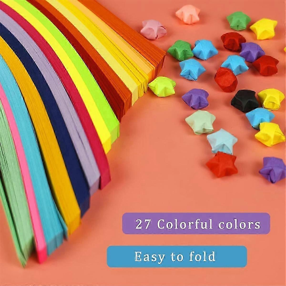 1350 Sheets Star Paper Strips 27 Assortment Color Star Paper Lucky Wish ...