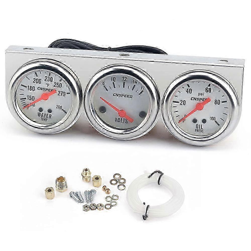 Universal Car 2'' 52mm Chrome Volt Water Temp Gauge Oil Pressure Gauge ...