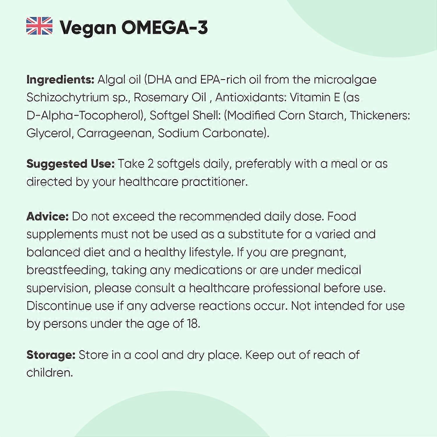 Vegan Omega 3 Softgels 2000mg - 90 (45 Days) - Algae Oil Derived from ...