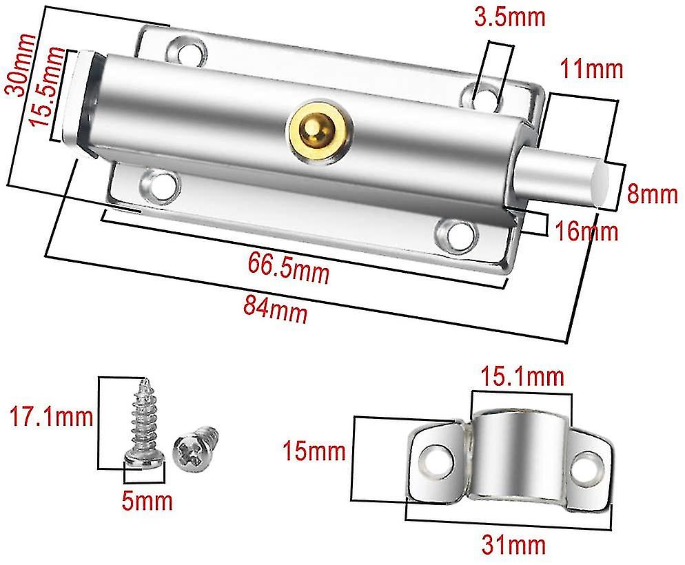 2 Pack Stainless Steel Spring Loaded Automatic Door Latch With Sliding ...