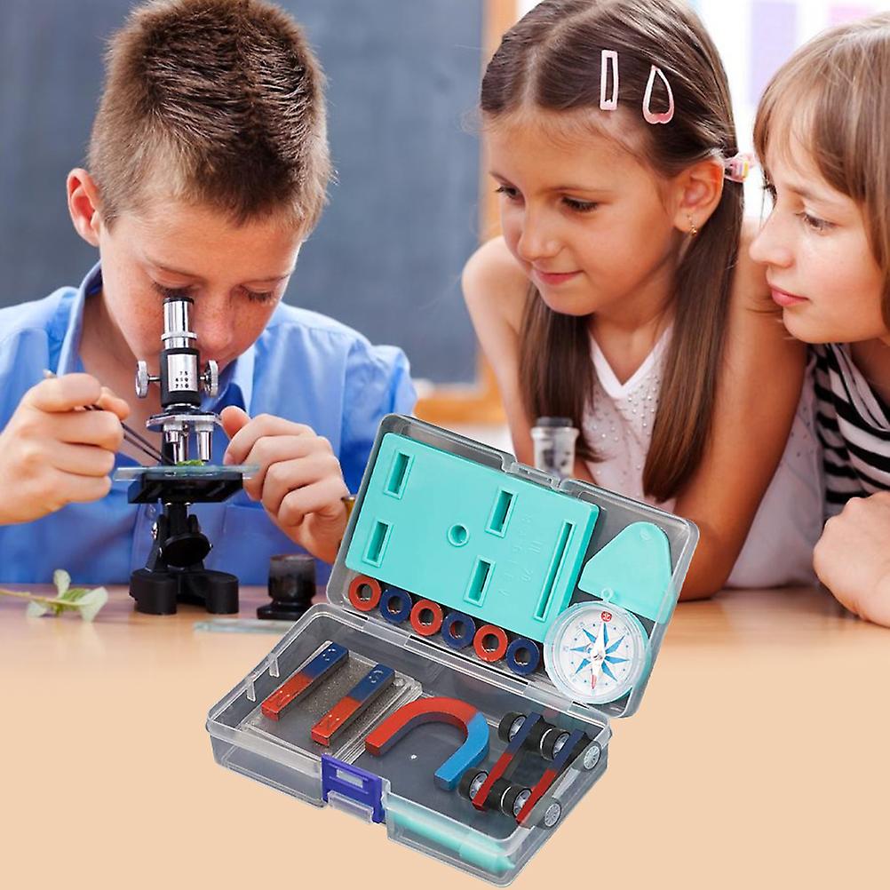 Kids Science Magnet Set Bar Ring Horseshoe Compass Car Kit Children ...