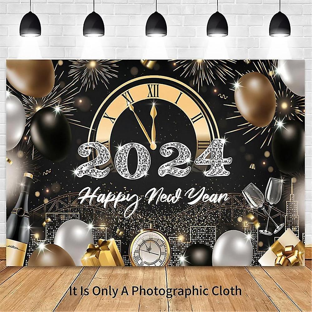 2024 New Year 210x150cm Photography Backdrops Champagne Gold Glitter ...