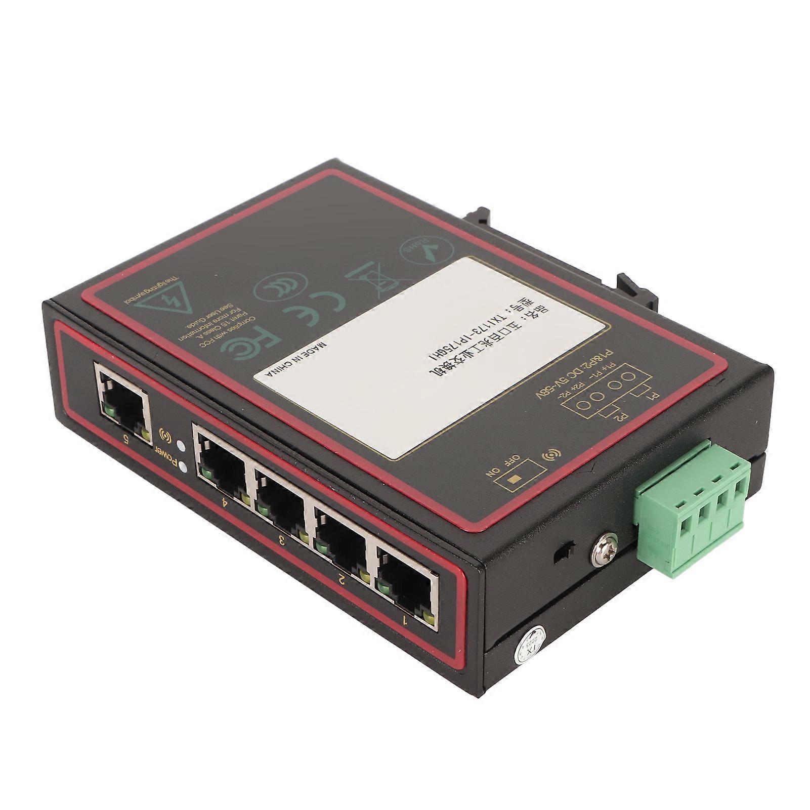 Industrial Ethernet Switch 5 Ports 100Mbps DIN Guide Rail IP40 Protection Unmanaged Network ...