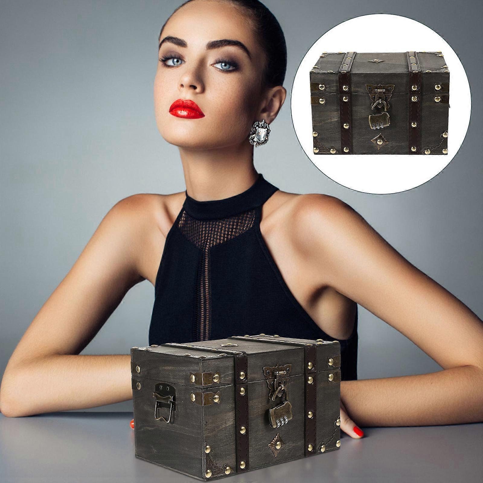 Wooden Pirate Treasure Chest Multi-functional Wooden Storage Box ...