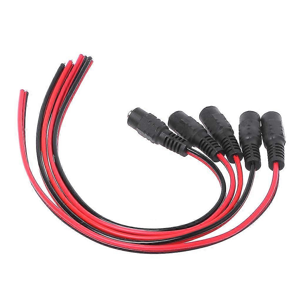 5 Pcs 5.5x2.1mm Female Dc Power Plug Connector Cctv Psu Pigtail Cable ...