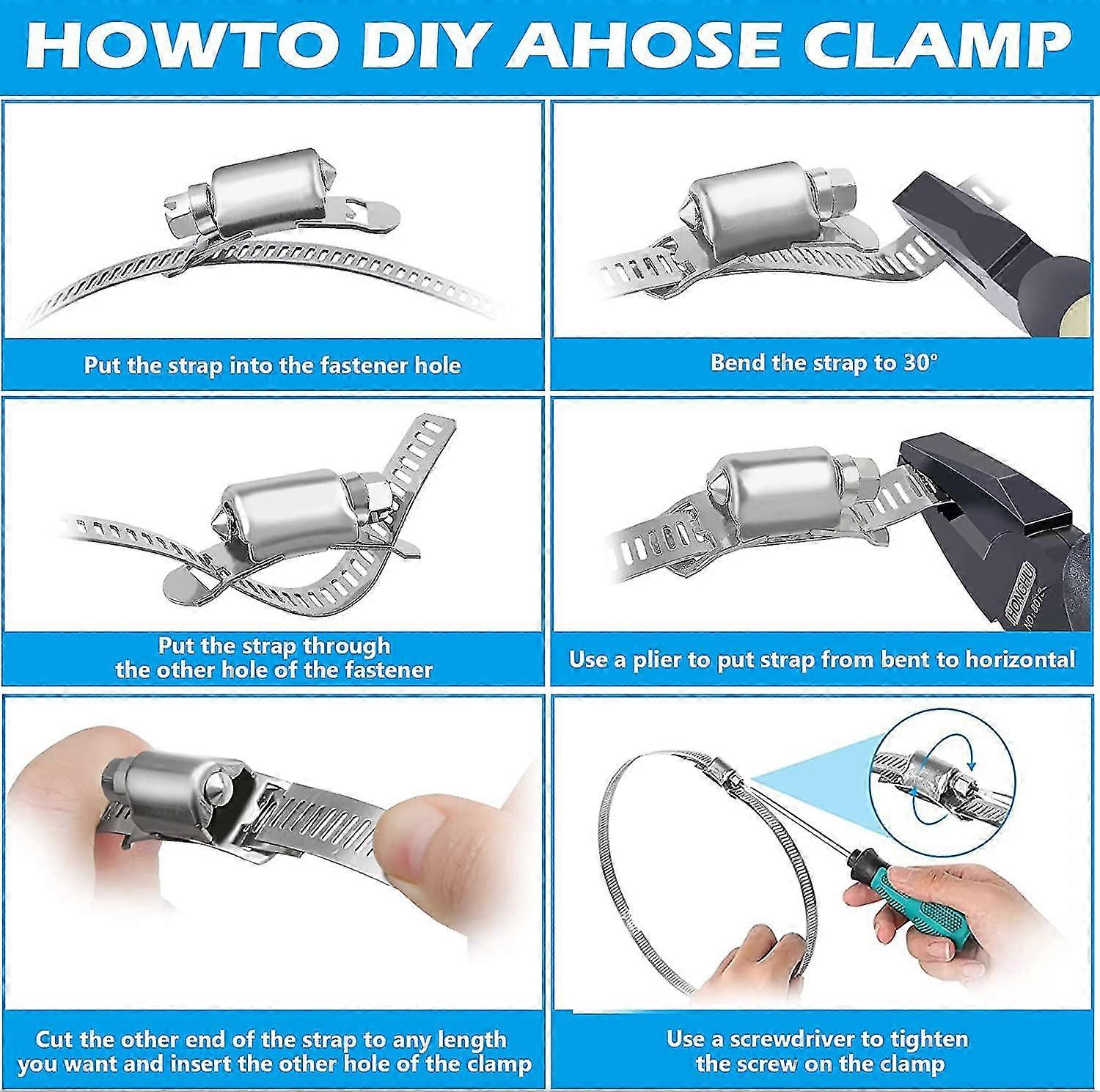 Hose Clamps 304 Stainless Steel Worm Clamp, 13 Ft Large Hose Clamp ...