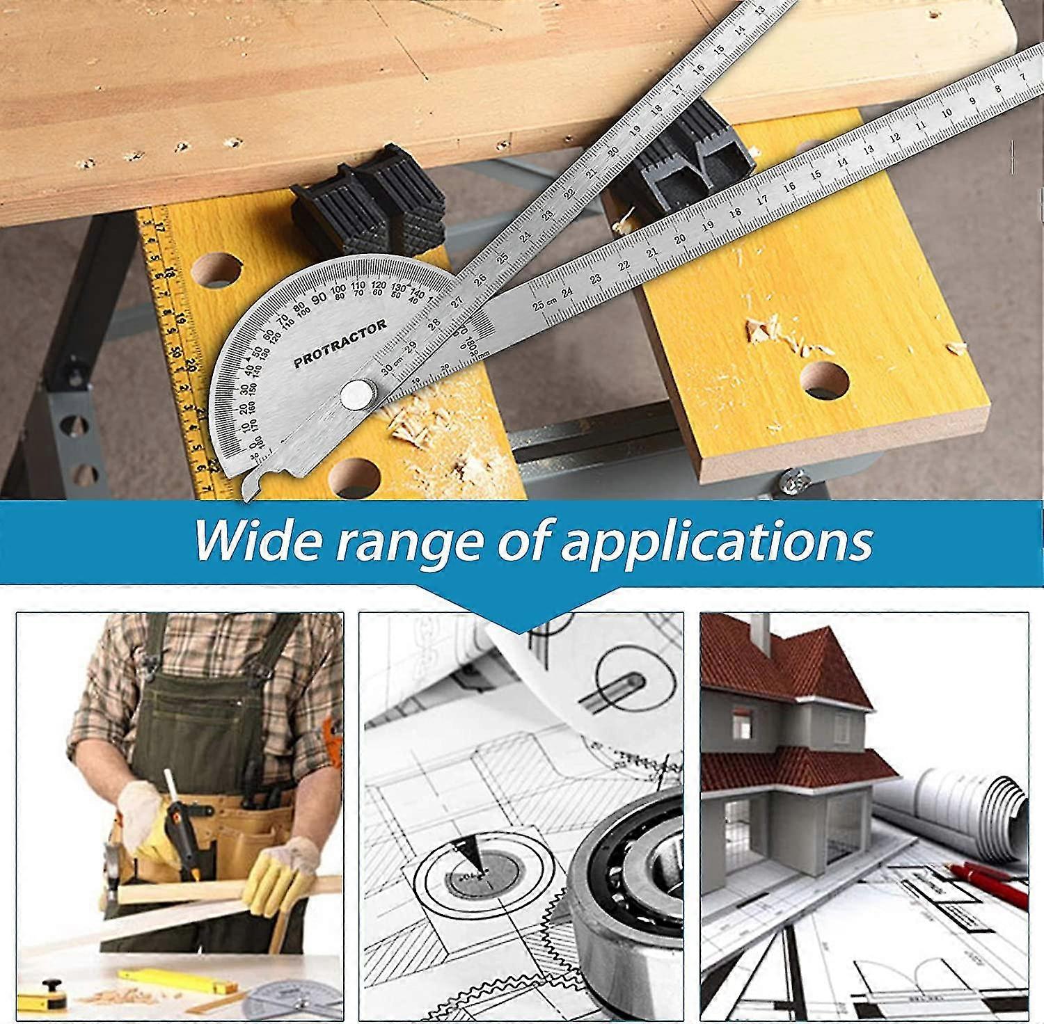 0-180 Degree Round Head Protractor, Multifunctional Stainless Steel ...