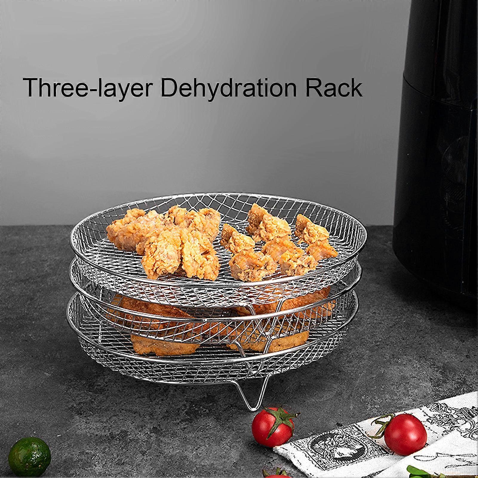 3Pcs Air Fryer Rack Stackable Dehydrator Racks Stainless Steel Basket ...
