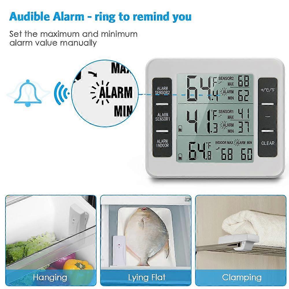 Refrigerator Thermometer Wireless Indoor Outdoor Thermometer Sensor ...