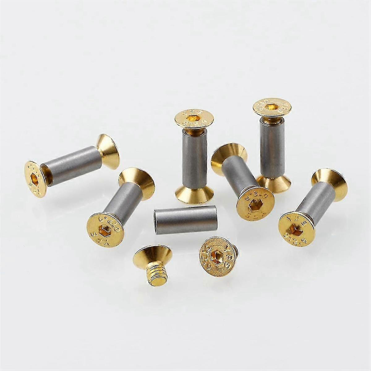 10 Packs Knife Handle Screws Rivets Bolts Fasteners, Gold Hex Flat Head ...