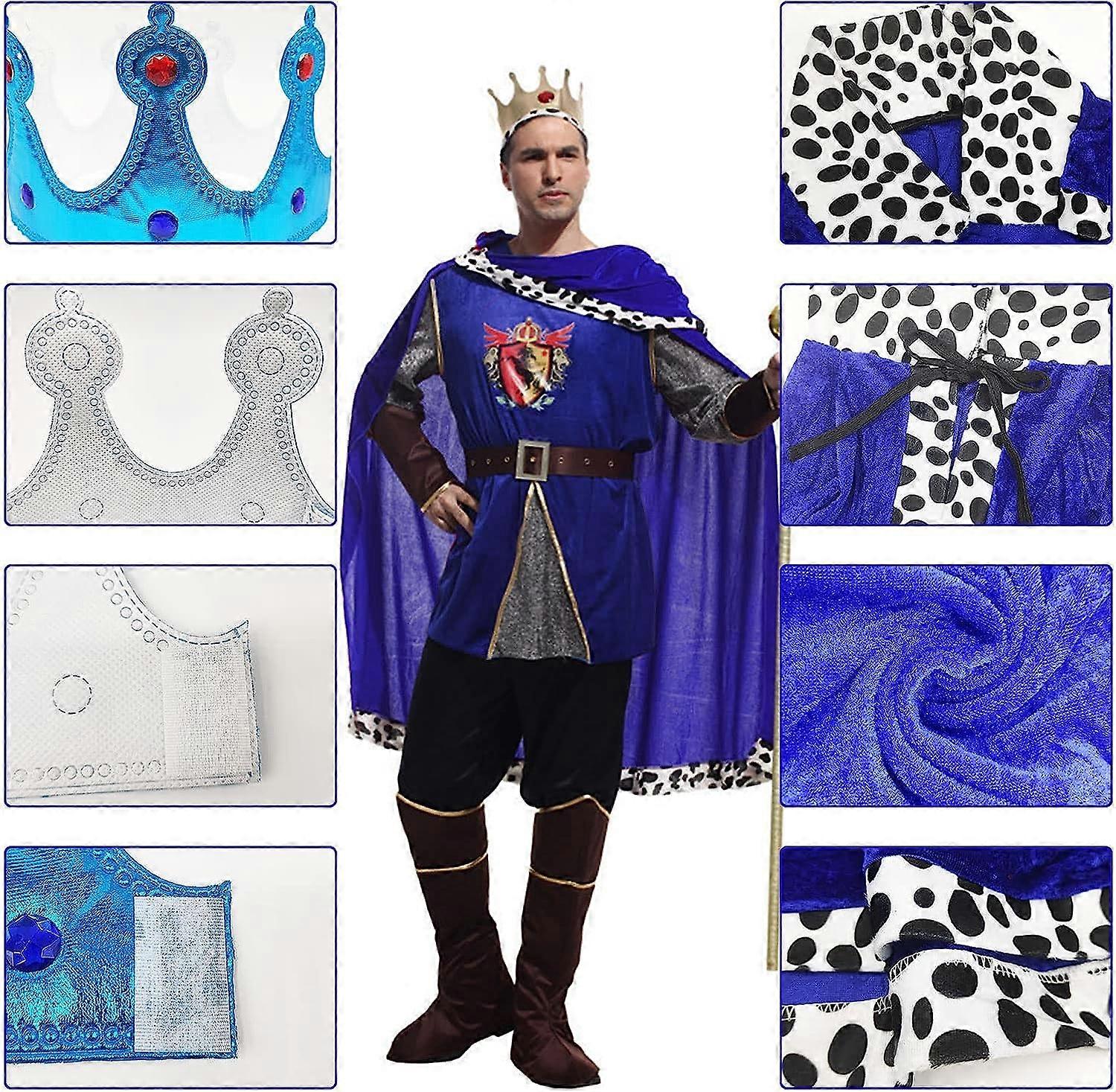 Adults King Queen Costume King Robe Queen Robe with Crown Royal Velvet ...