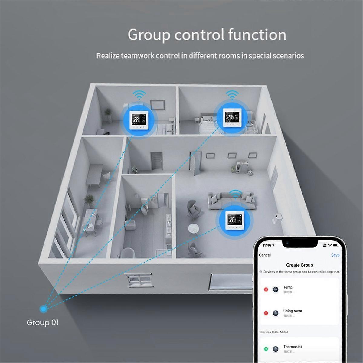 Tuya Wifi Thermostat Smart Home Battery Powered Temperature Controller for Gas Boiler Works with ...