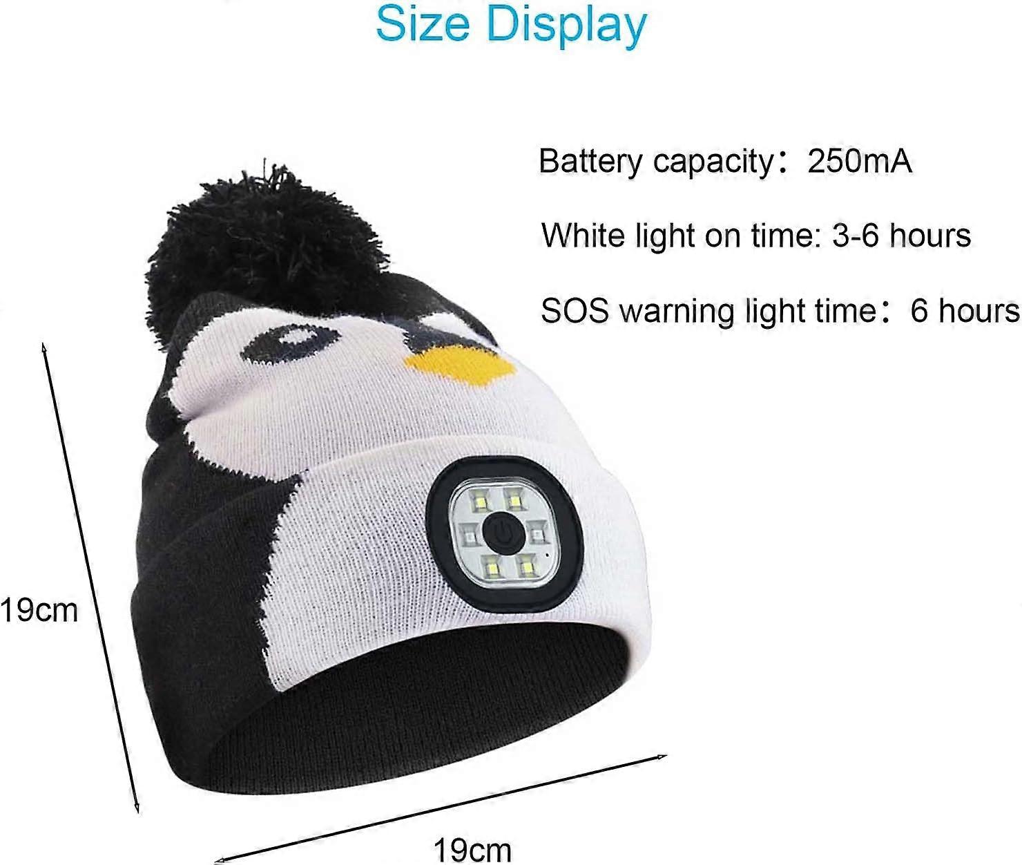 Children's Hat with LED Light, Winter Hat Kids LED Hat, USB ...