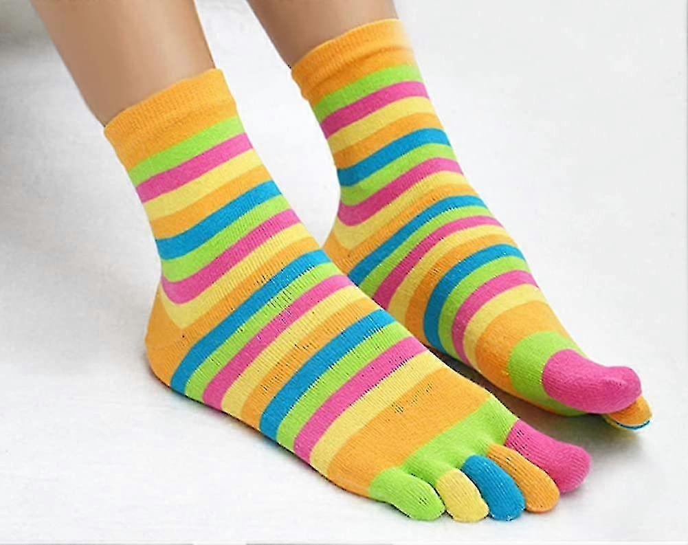 Women Toe Socks 5 Finger Cotton Wicking Athletic 6 Pack (random Color ...