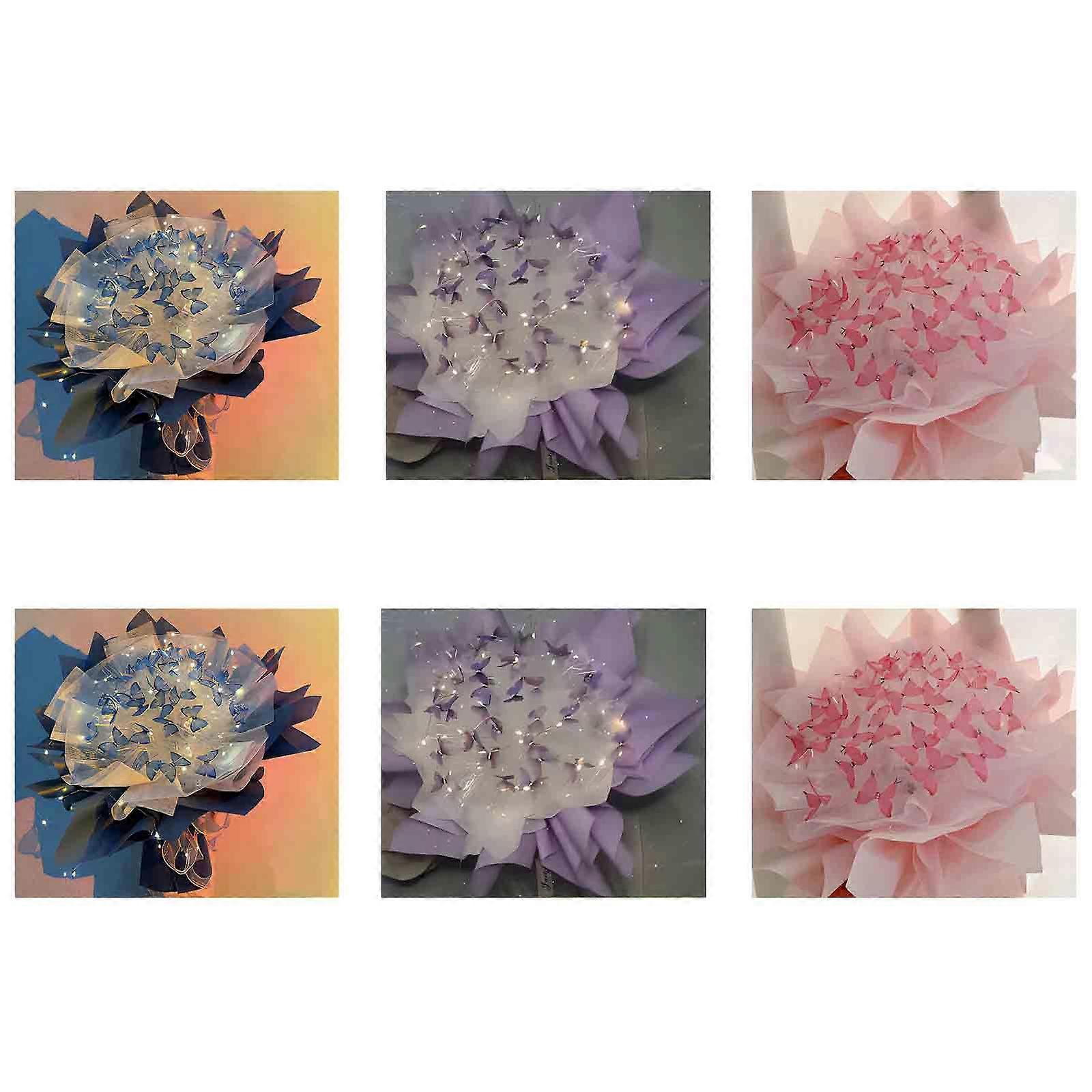 Creative Butterfly Bouquet Flower Bouquet Set Vivid Mulitcolored 33Pcs ...