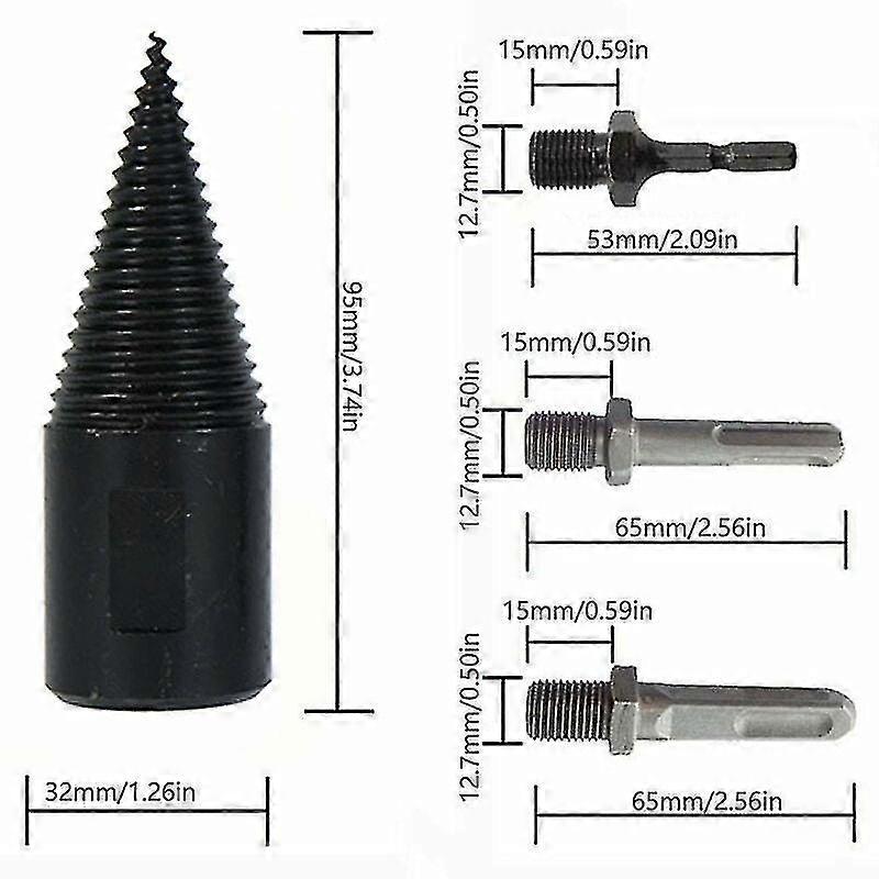 32mm Log Splitters Wood Splitter Heavy Duty Drill Screw Cone Conductive ...