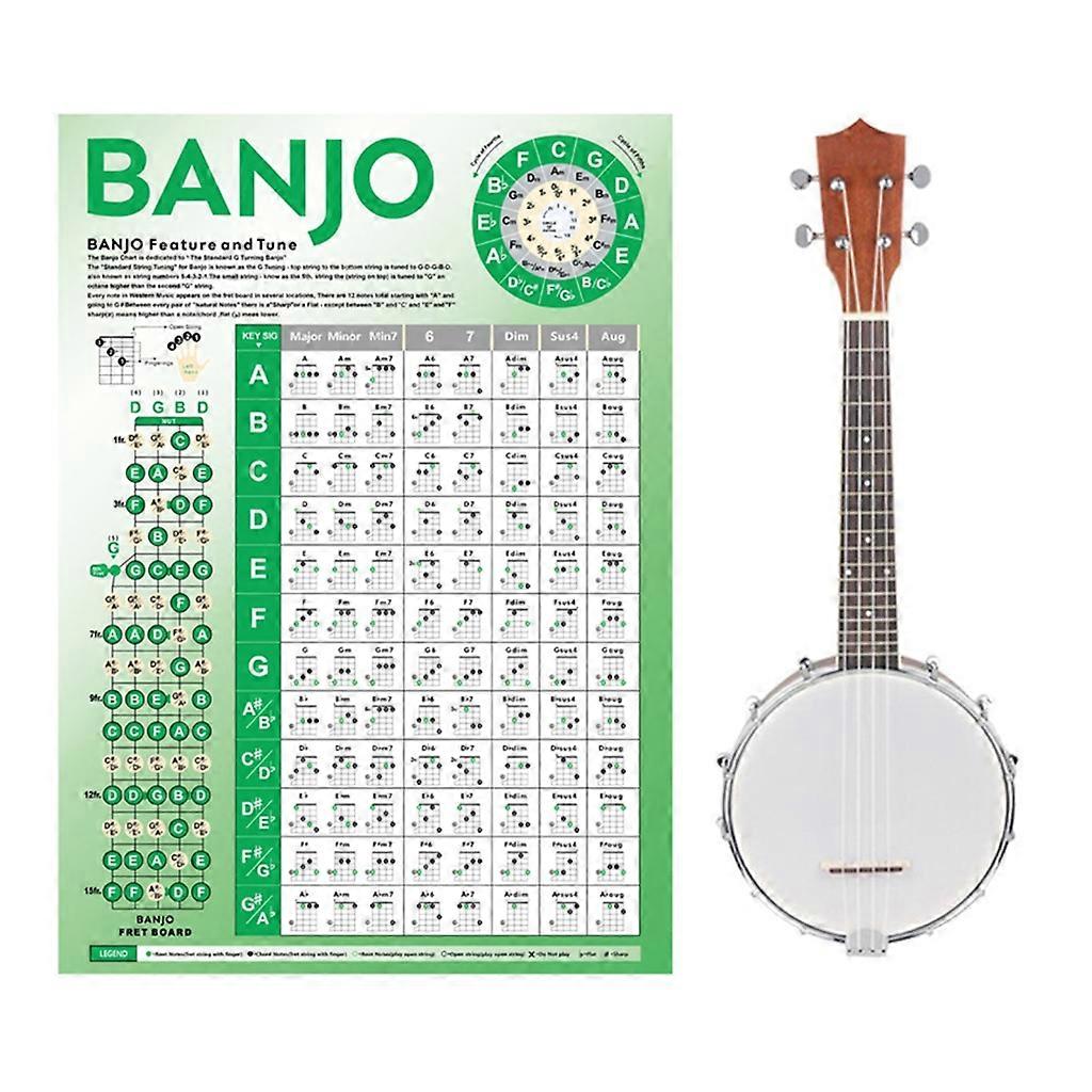 Banjo Chord Chart Poster Instructional Chart Beginner Fingering Diagram ...