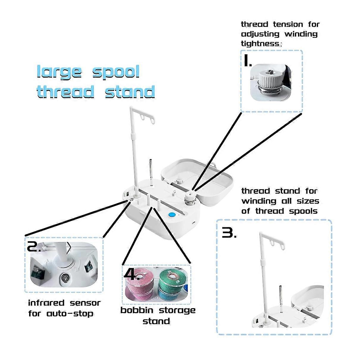 Automatic Bobbin Winder with Auto Stopper, Large Spool Thread Holder ...