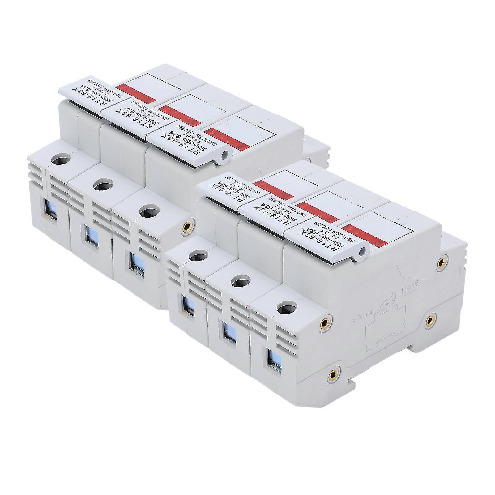 RT18-63X Rail Mounted Fuse Holder Base with LED Light for RO16 14x51mm ...