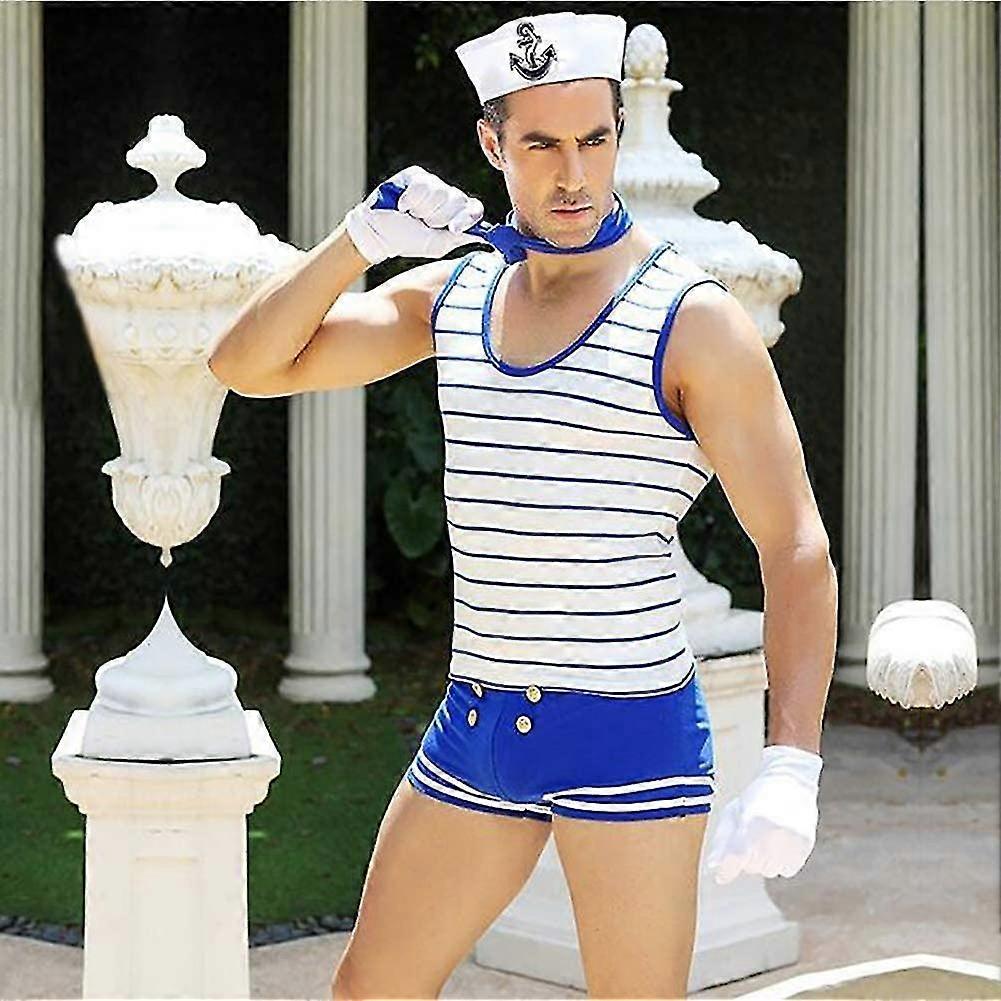 Men Sailor Seaman Party Costume Cosplay Role Play Outfit Lingerie(Pack ...