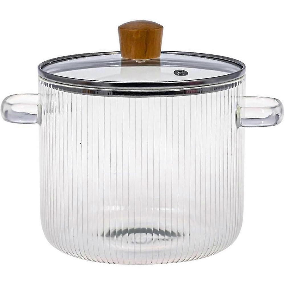 Glass Cooking Pot with Lid 1.6L Heat-Resistant High Borosilicate ...