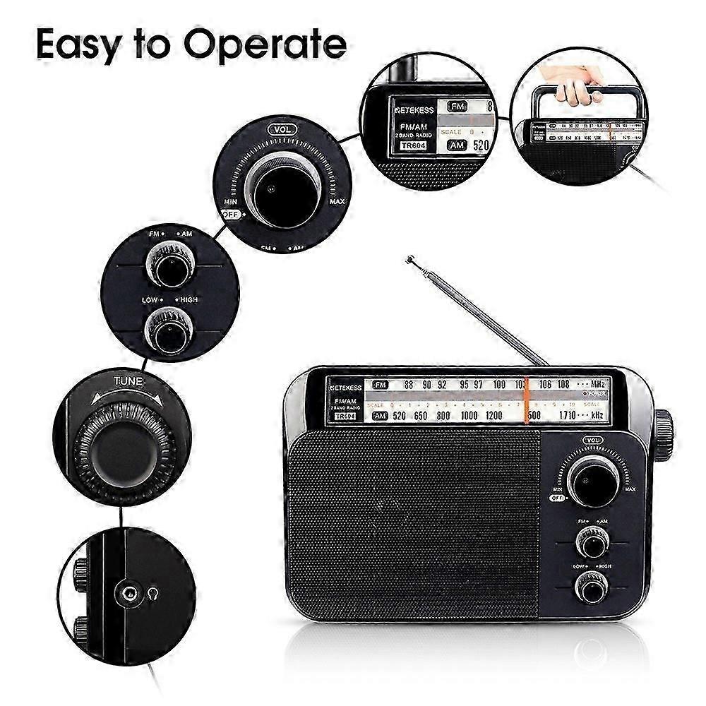 RETEKESS TR604 AM/FM Radio for the Elderly Portable Handle Design Two ...