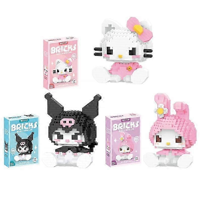 "Hello Kitty Building Block Sanrio Anime Figure Kuromi Assembled Toys ...