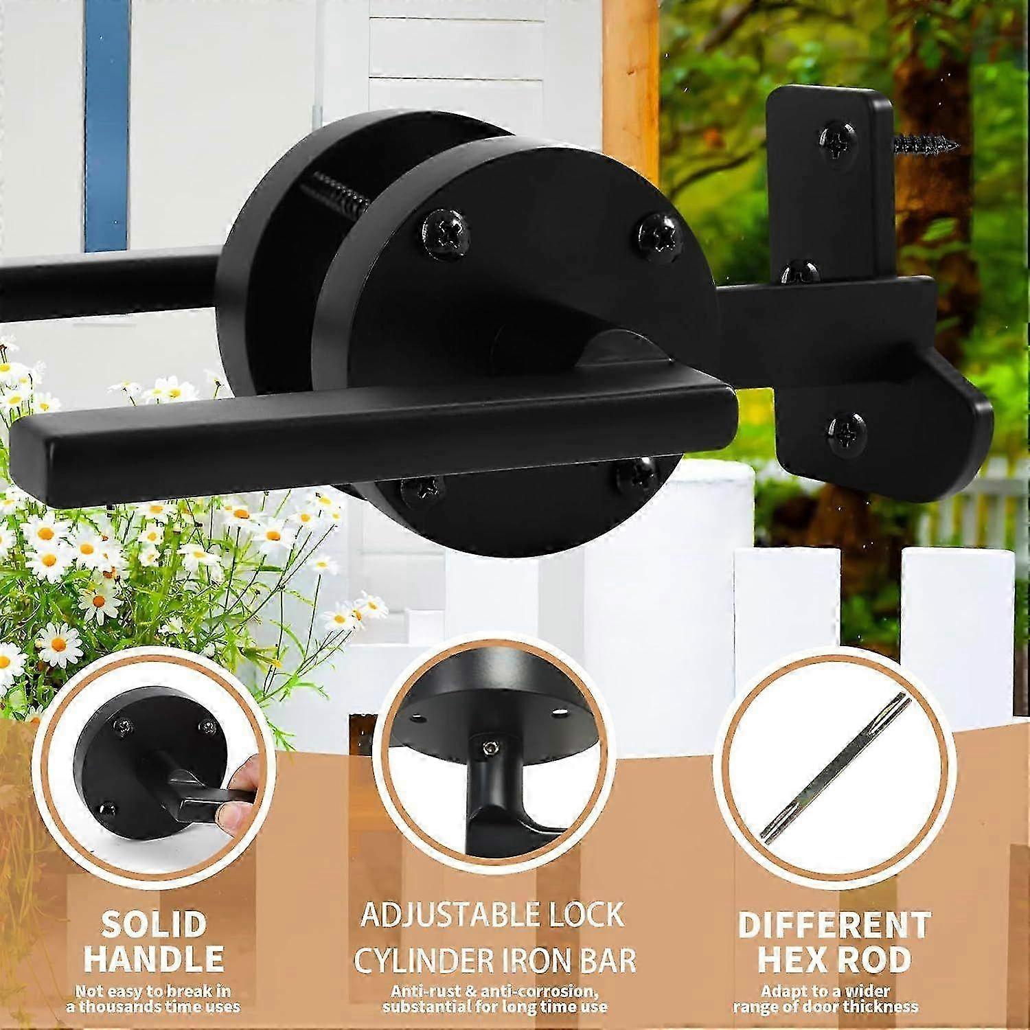 Durable Two Sided Gate Latch for Outdoor Fence, Heavy Duty Wooden Gate ...