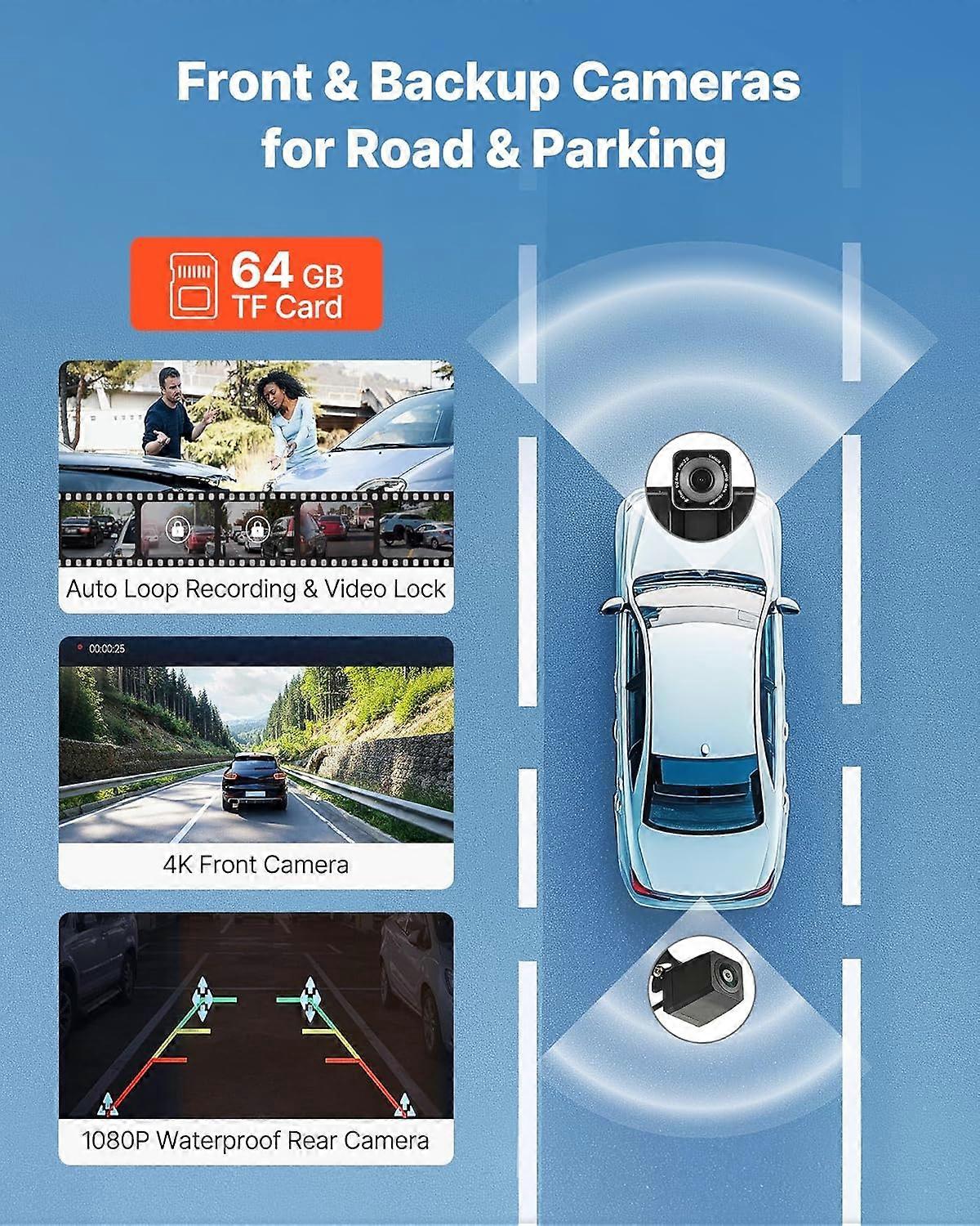 Wireless CarPlay Screen 10Inch HD Touchscreen Stereo with GPS, 4K Front ...