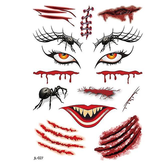 9 Sheets Halloween Temporary Tattoos, Halloween Scar Tattoo And Fake ...