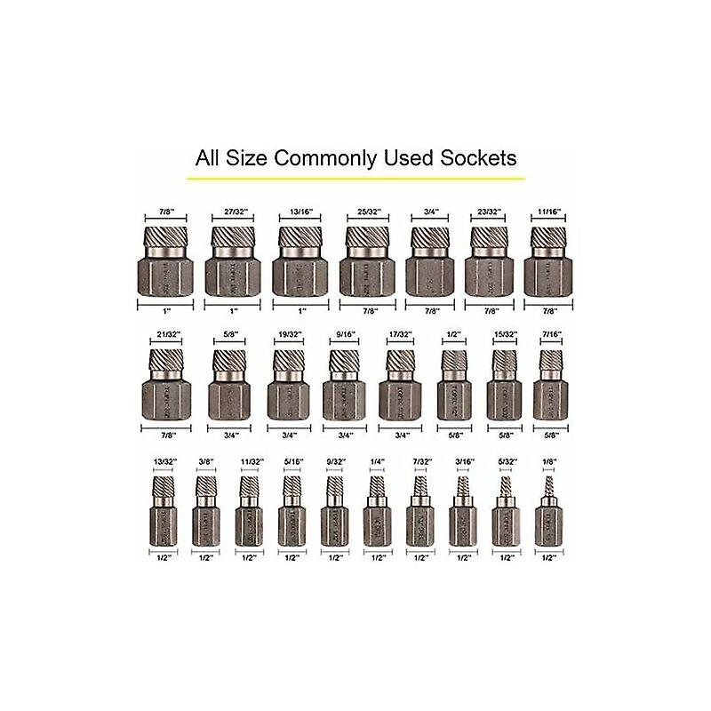 25pcs High Carbon Steel Multi-Spline Hex Head Screw Extractor Set ...