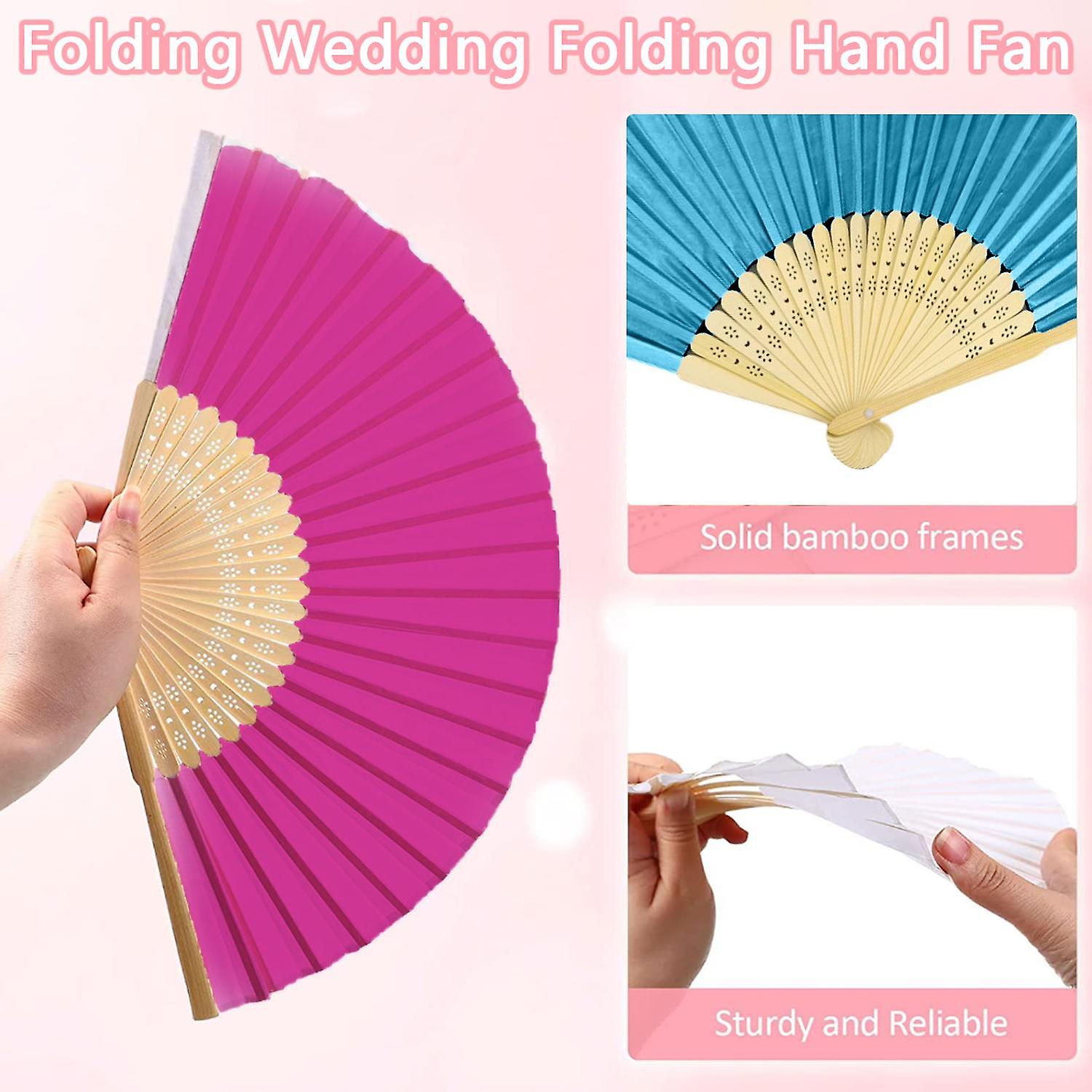 Handheld Fan Engraved Long-lasting Easy to Grip DIY Bamboo Folding ...
