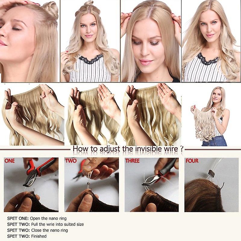 Invisible Human Hair Extensions With Clips Hidden Wire Hairpiece ...