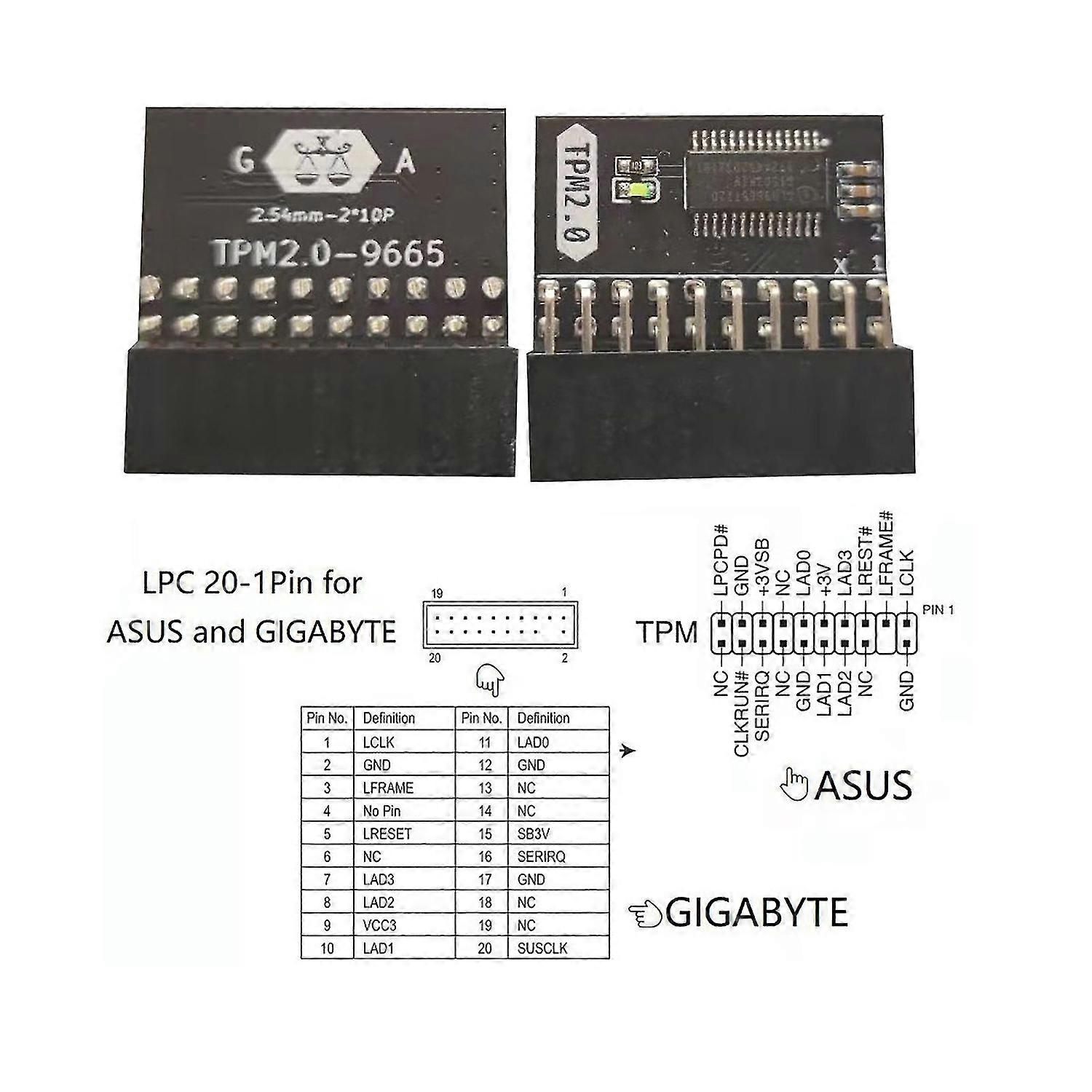 For Tpm-l R2.0/gigabyte Gc-tpm 2.0 Compatible Trust Platform Module 20 ...
