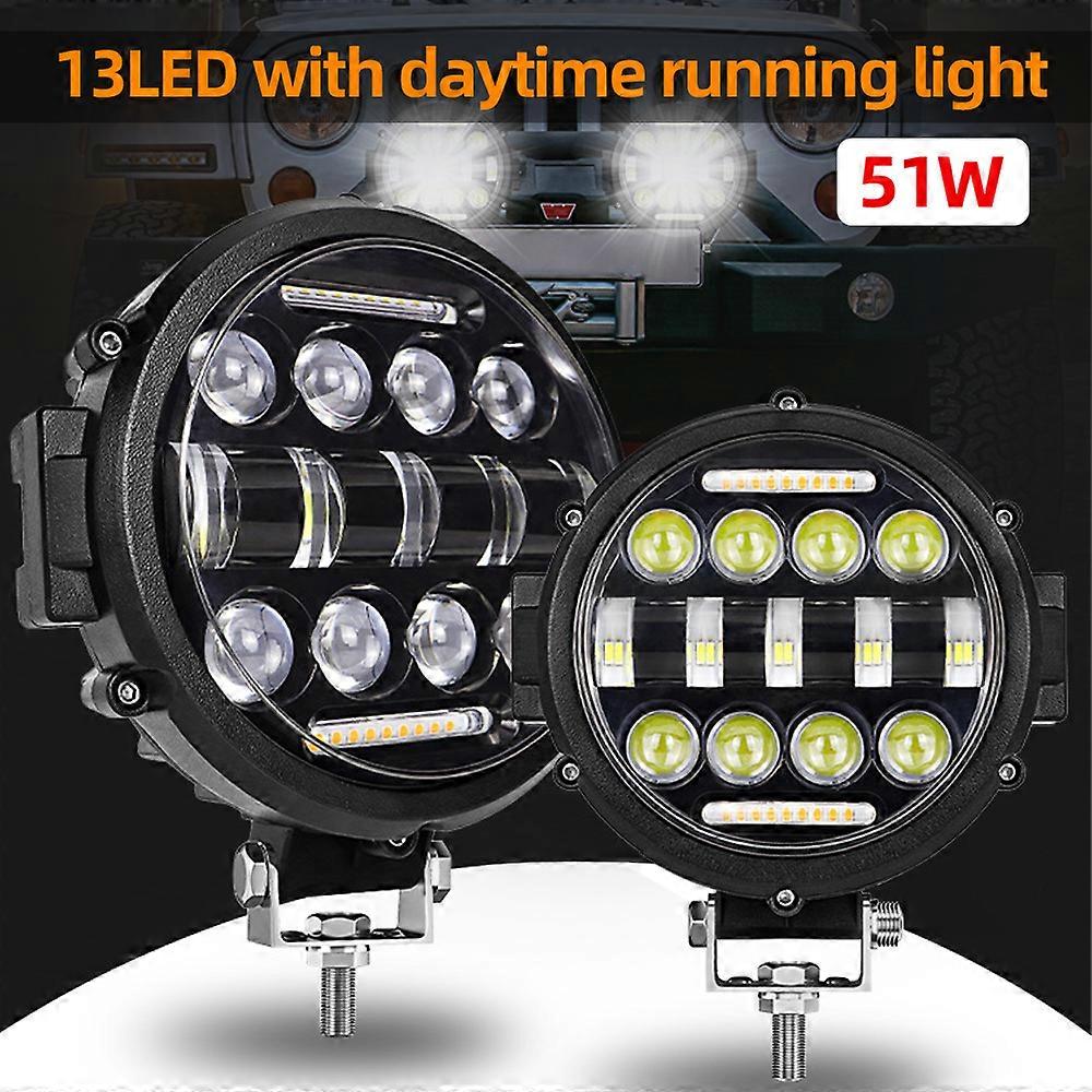 7 inch 51W 13LED Bar Offroad Spotlight 12V 24V Work Light Bar For Jeep ...