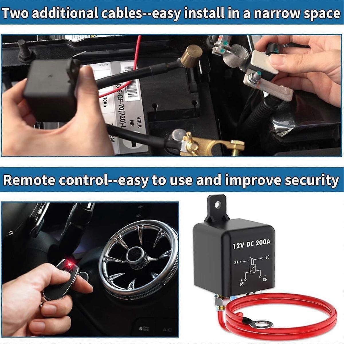 Remote Battery Disconnect Switch 200A 12V Top Post Negative Battery ...