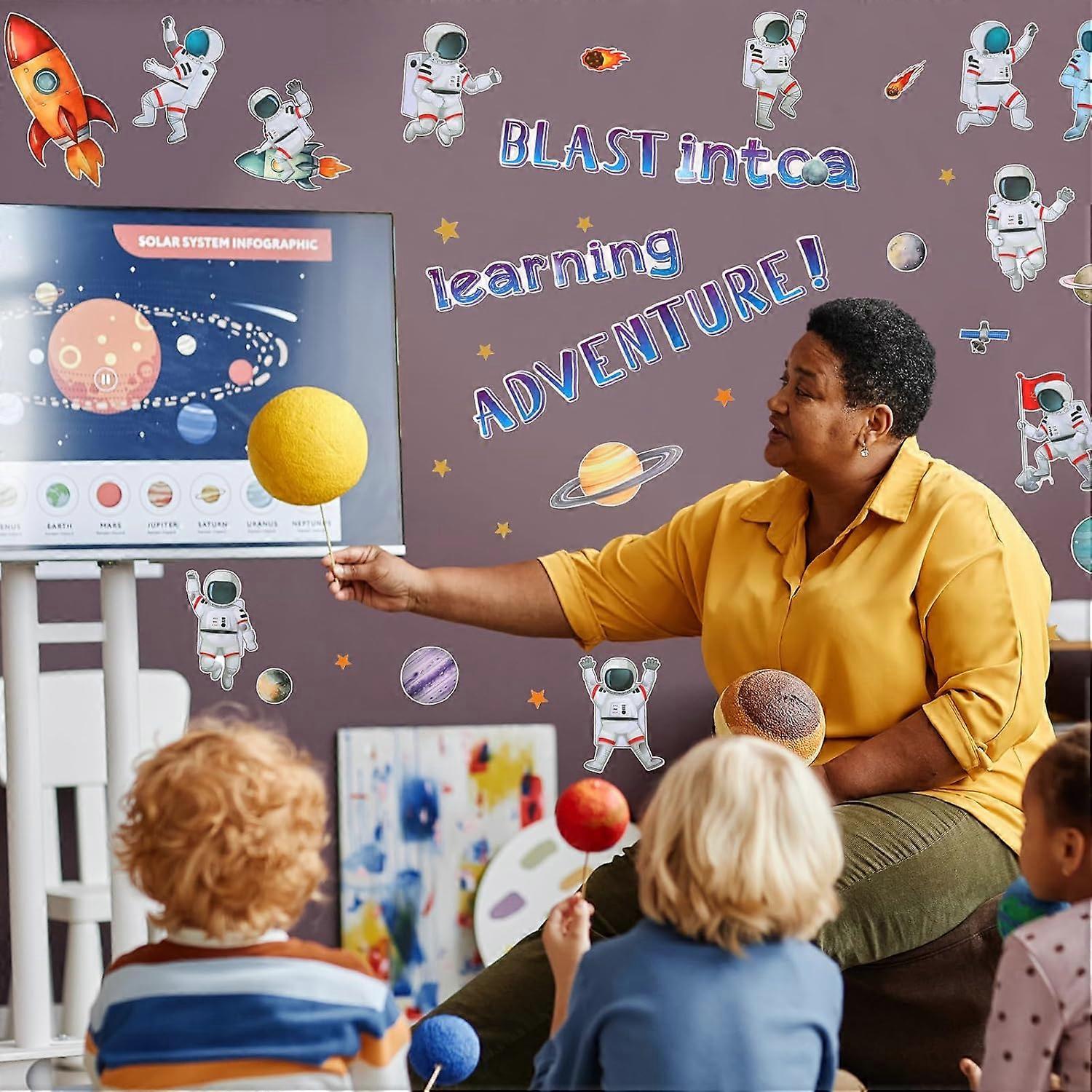 Outer Space Bulletin Board Set Space Classroom Decorations Blast into a ...