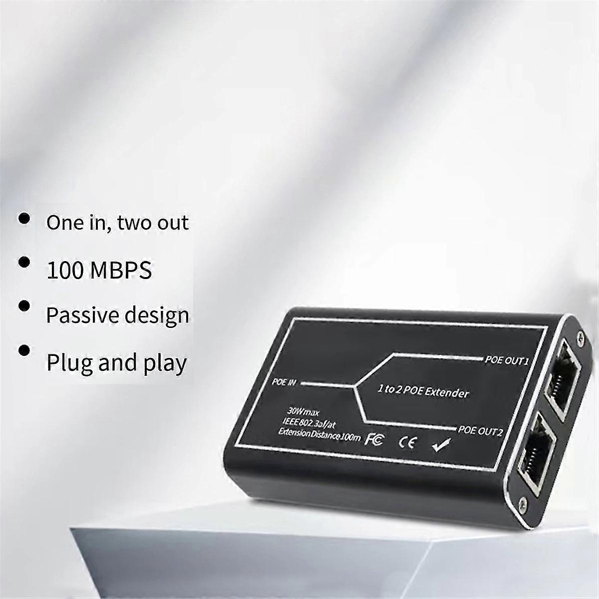 Gigabit POE Extender 2 Port 1000M Network Switch Repeater 30W IEEE802 ...