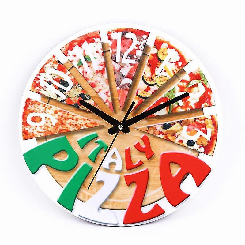 Pizza Wall Clock Pizza Pattern Clock Bedroom Wall Clock Wooden Wall ...