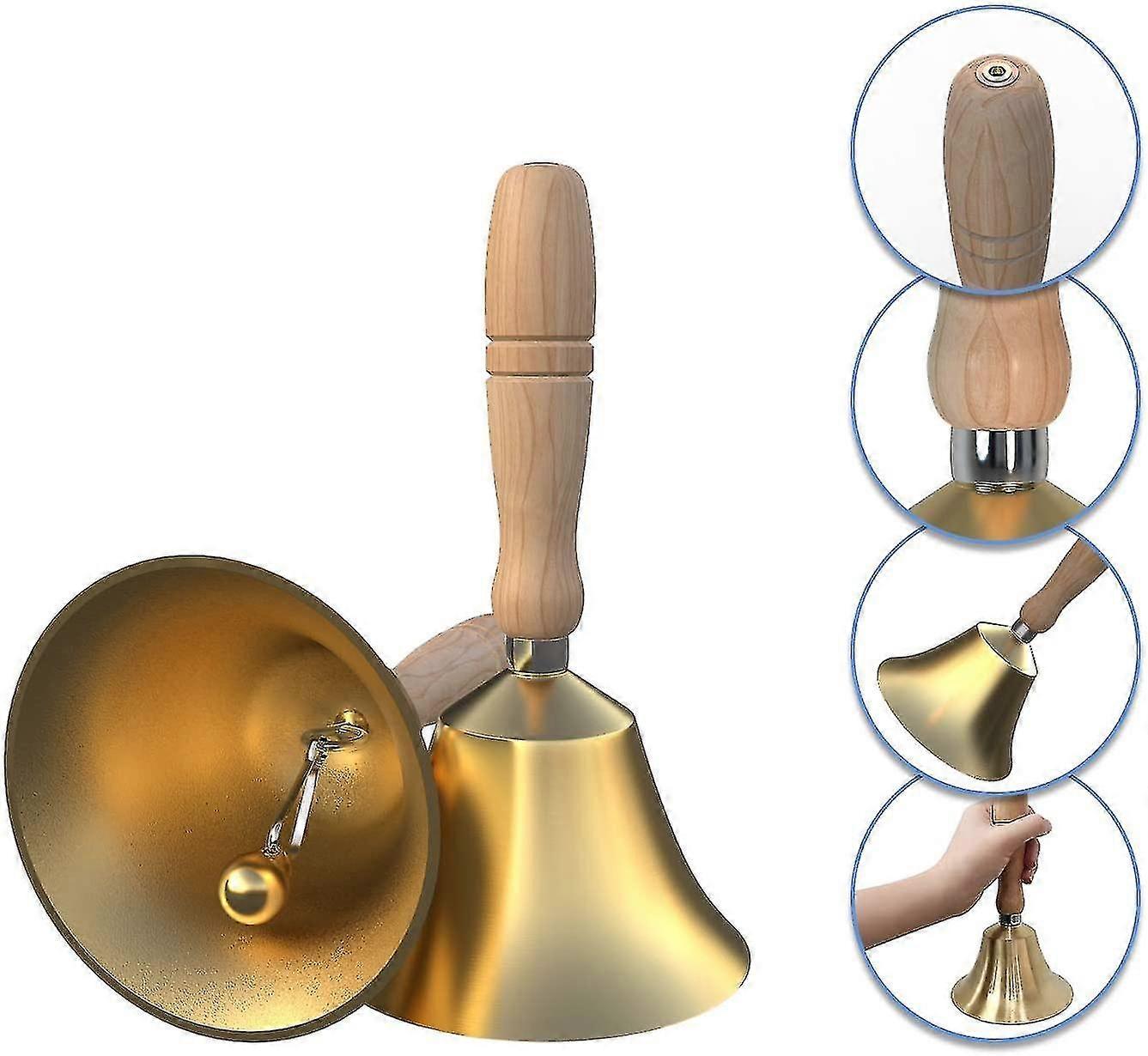 Hand Bell - Hand Call Bell With Brass Solid Wood Handle,very Loud ...