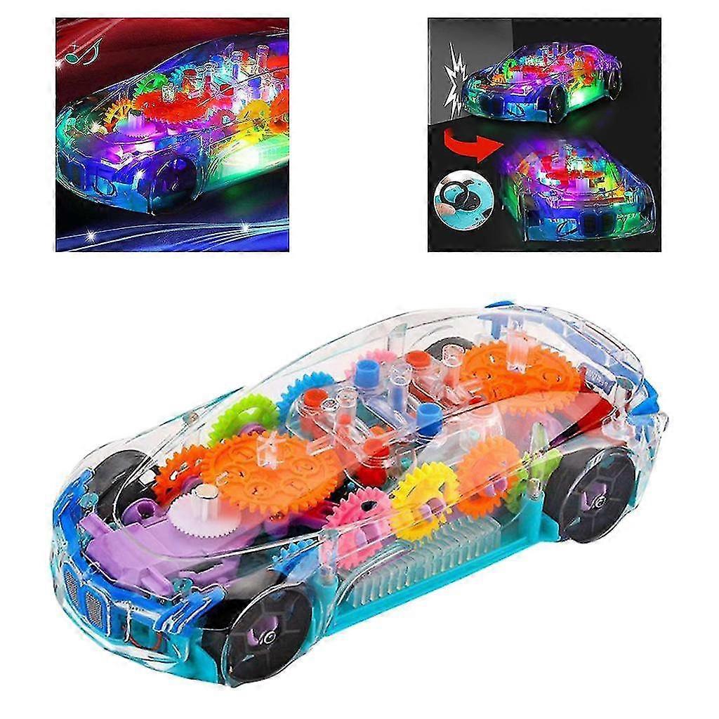 Baby Car Toy With Music And Lights Transparent Mechanical Gear Toy Car ...