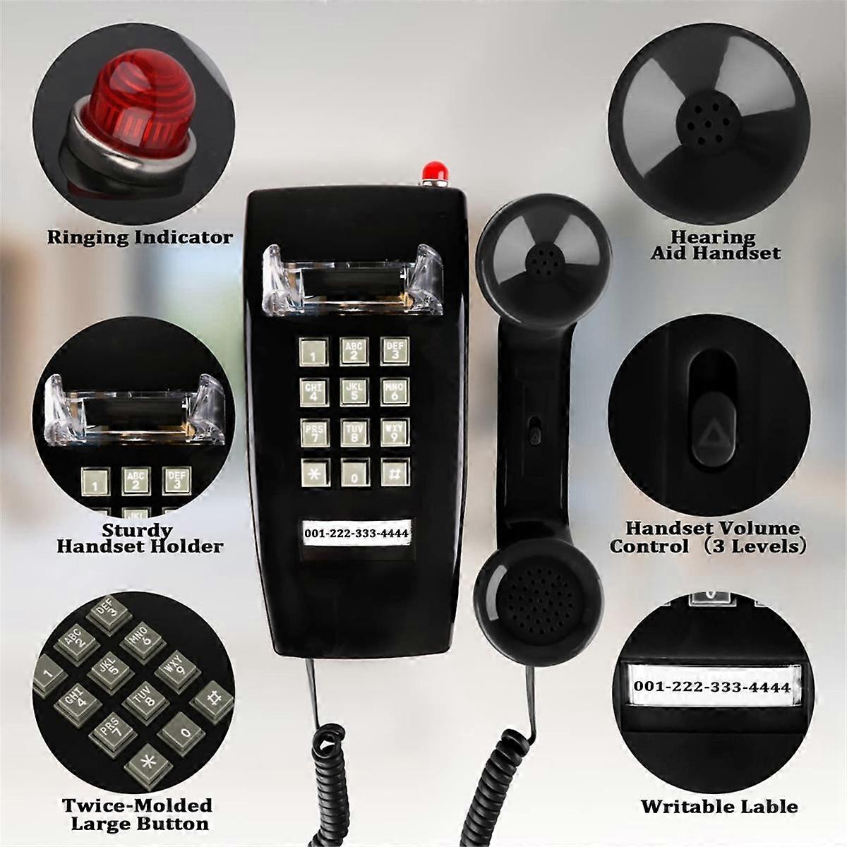 Classic Wall Phones for Landline with Mechanical Ringing, Single Line ...