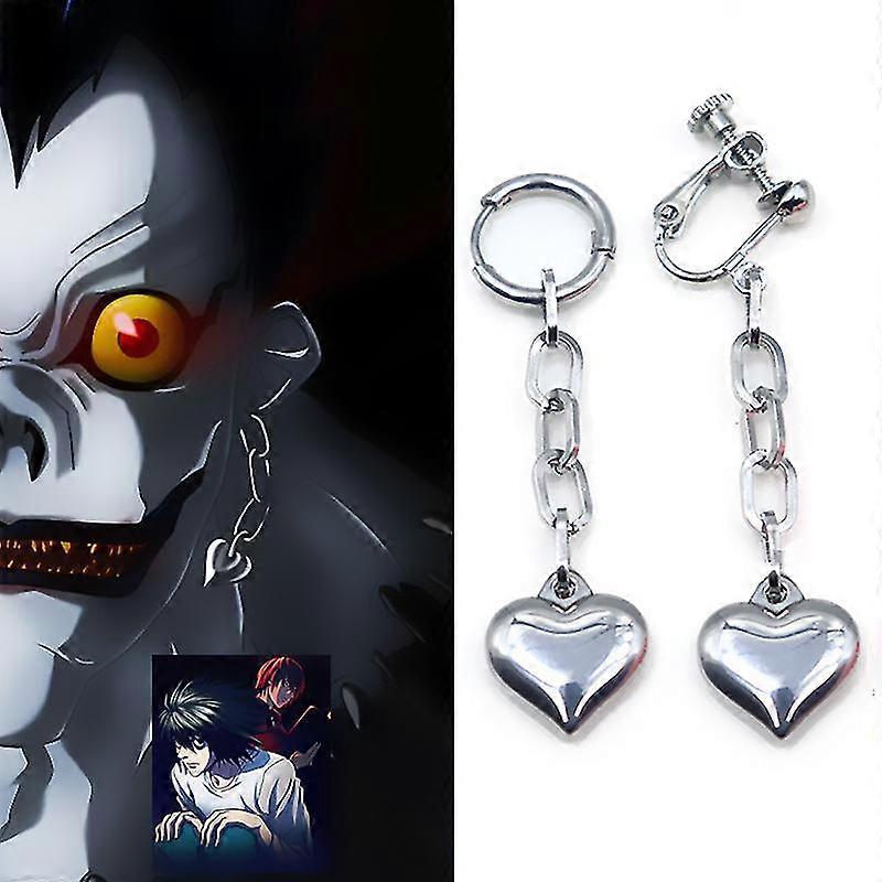 Death Note Ryuuku Drop Earrings Men Women Heart Earring Circle Ear ...