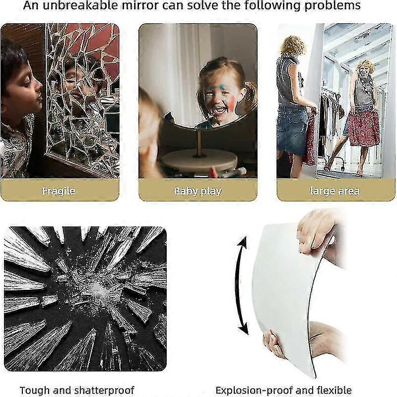 Adhesive Acrylic Mirror,set Of 3 Frameless Self Adhesive Square Mirrors ...