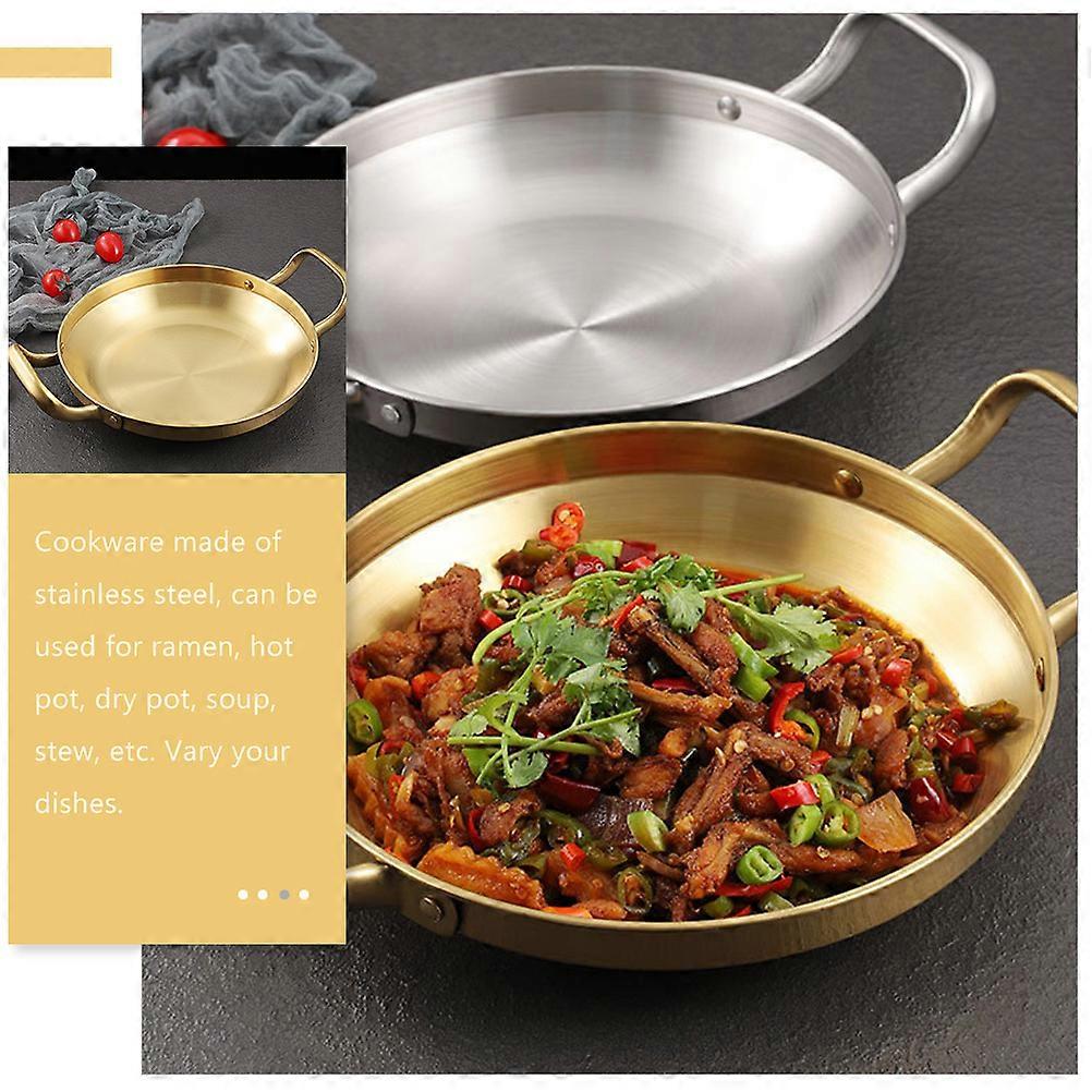 Stainless Steel Pan Barbecue Pan Metal Hot Pot Double Handle Pot Metal ...