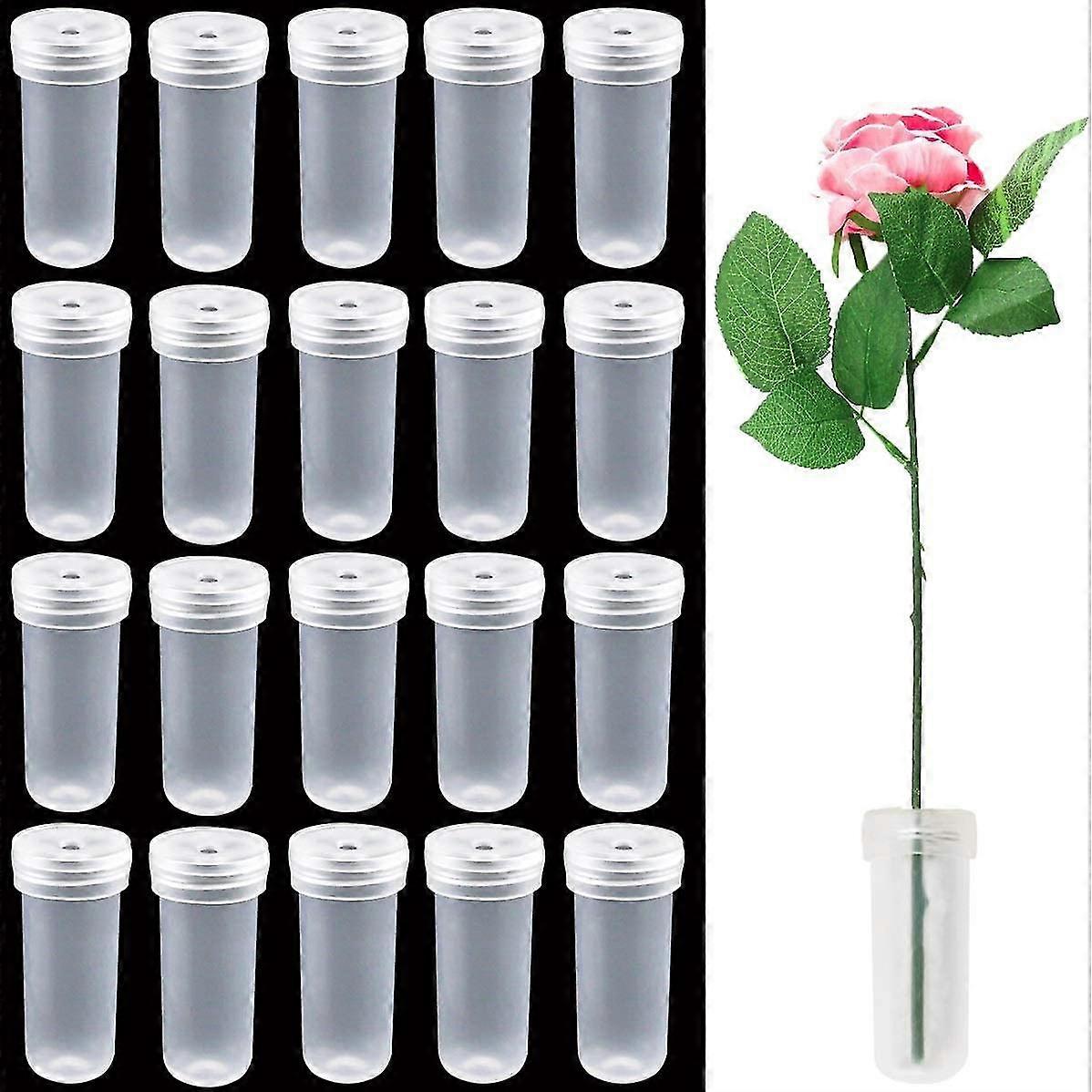 100 Pack 1.6'' Clear Plastic Flower Vials With Caps, Floral Water Tubes ...