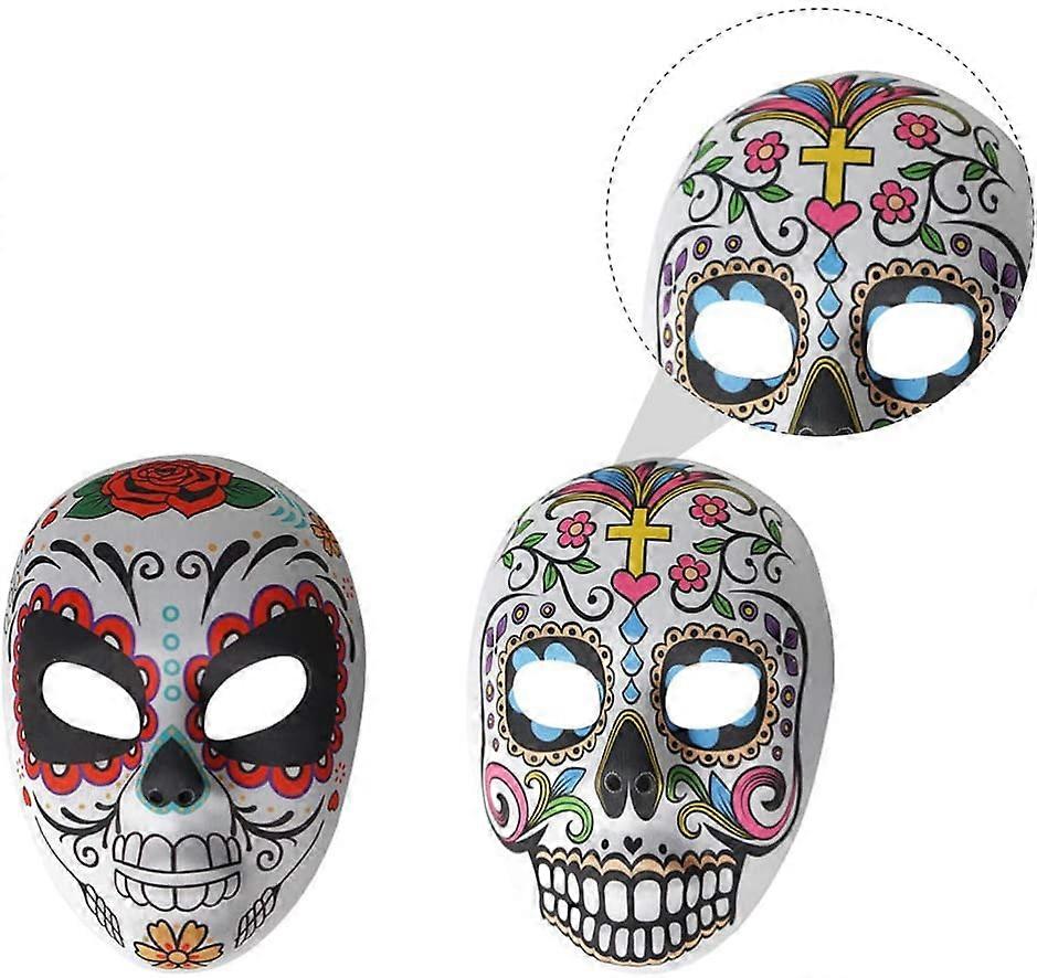 2pcs Day of the Dead Masks Sugar Skull Full Face Mask Mexican ...