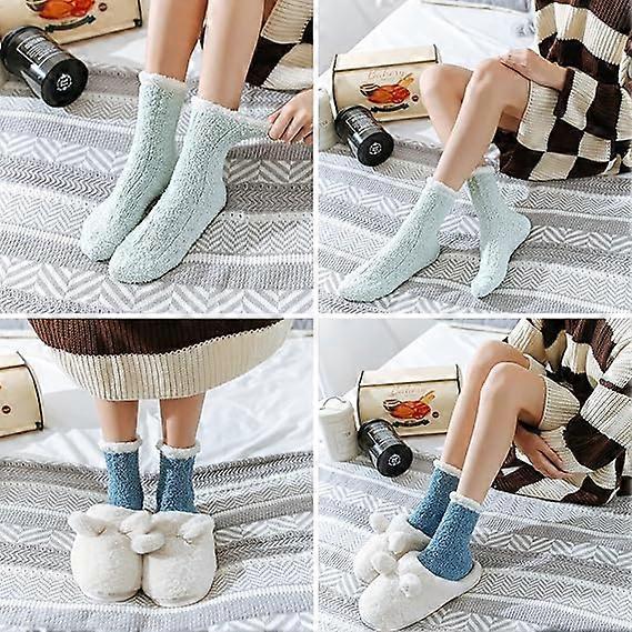 6 Pairs Fluffy Socks Women, Coral Fleece Floor Socks for Girls, Warm ...